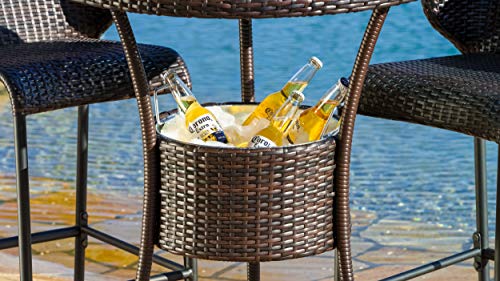 Christopher Knight Home CKH Outdoor Wicker Bistro Bar Set with Ice Pail, 5-Pcs Set, Multibrown