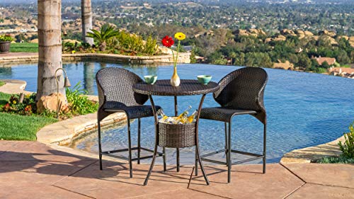 Christopher Knight Home CKH Outdoor Wicker Bistro Bar Set with Ice Pail, 5-Pcs Set, Multibrown