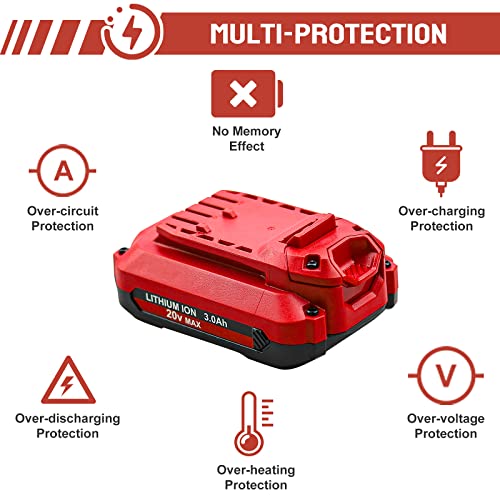 GERIT BATT Upgraded 3.0Ah 20 Volt Replacement for CMCB202 Battery Compatible with Craftsman 20V Battery V20 Lithium CMCB202-2 CMCB201 CMCB204 CMCB204-2 Cordless Power Tools Battery