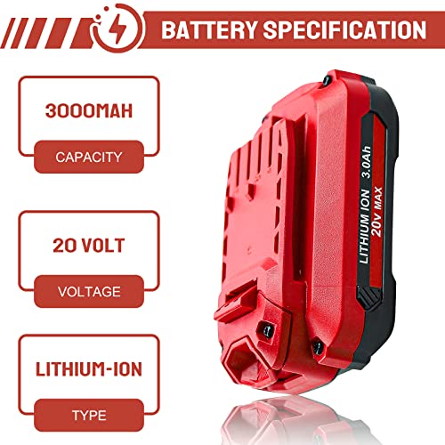 GERIT BATT Upgraded 3.0Ah 20 Volt Replacement for CMCB202 Battery Compatible with Craftsman 20V Battery V20 Lithium CMCB202-2 CMCB201 CMCB204 CMCB204-2 Cordless Power Tools Battery