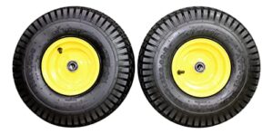 (set of 2) 15×6.00-6 tires & wheels 4 ply for lawn & garden mower turf tires .75″ bearing (because we supply a precision ball bearing the shaft must be clean and straight for them to fit properly)