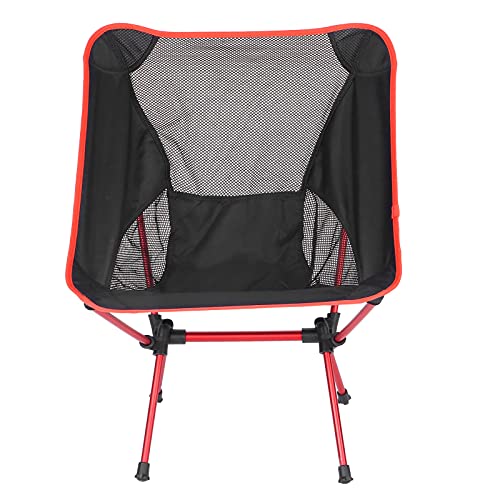 Portable Chair, Simple Operation Compact Outdoor Chair Aluminum Frame Small After Folding Nylon Mesh with A Stable Four Arm Design for Fishing(Big red)