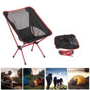 Portable Chair, Simple Operation Compact Outdoor Chair Aluminum Frame Small After Folding Nylon Mesh with A Stable Four Arm Design for Fishing(Big red)