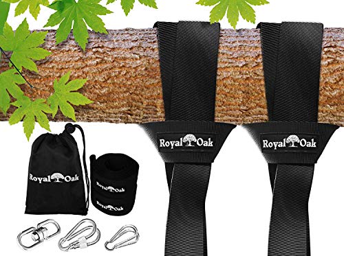 Easy Hang Tree Swing Straps- Holds 2200lbs. - Heavy Duty Carabiner and Spinner - Perfect for Tire and Saucer Swings, Waterproof - Easy Picture Instructions - Carry Bag Included! (12 Feet Double)