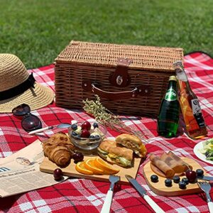 Picnic Basket for 2, Willow Hamper Set with Insulated Compartment, Handmade Large Wicker Picnic Basket Set with Utensils Cutlery - Perfect for Picnic, Camping, or Any Other Outdoor