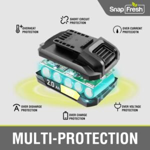 SnapFresh 20V Lithium Battery - 2.0Ah Li-ion Battery Packs for Cordless Tools, Long Life Battery Work with All Cordless Tools Only, Lithium-Ion Battery Support Fast Charging (BBT-DC20A)