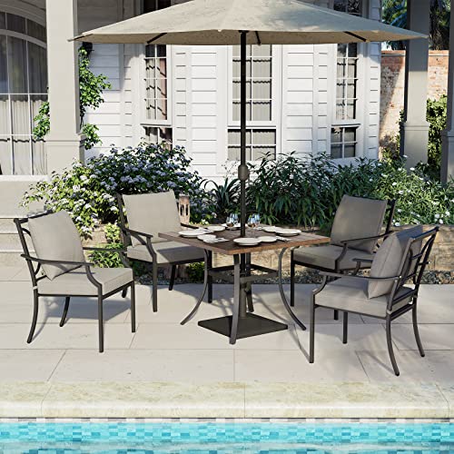 Grand patio 2 Pieces Dining Chairs,Outdoor Chairs,Patio Fixed Dining Chair Set of 2,with Gray Olefin Cushions