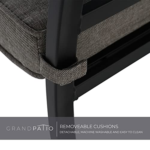 Grand patio 2 Pieces Dining Chairs,Outdoor Chairs,Patio Fixed Dining Chair Set of 2,with Gray Olefin Cushions