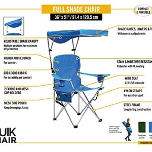 Quik Shade Full Size Shade Folding Chair, Royal Blue, 2'L x 3'W x 4.3'H (160048DS)