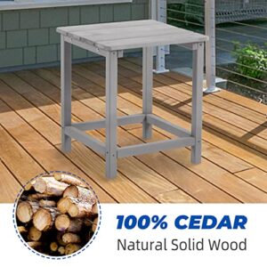 Outdoor Wooden Adirondack Patio Side Table, Cedar Wood Garden End Table, Coffee Table for Indoor or Outdoor