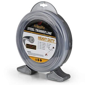 anleolife round heavy duty .095-inch-by-190-ft steel string trimmer line in donut, thicker weed eater