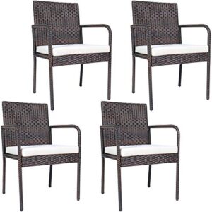 patiojoy outdoor patio wicker chairs set of 4, with heavy duty steel frame and soft cushions, all weather resistant outdoor dining set, suitable for poolside, garden, balcony and lawn (brown)