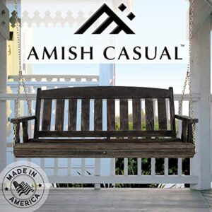 Amish Casual Heavy Duty 800 Lb Mission Treated Porch Swing with Hanging Chains (5 Foot, Semi-Solid Black Stain)