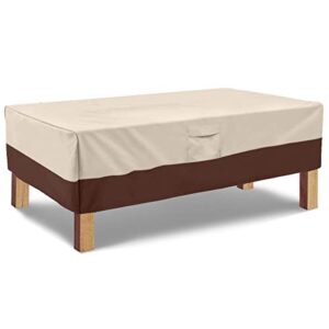 vailge rectangular coffee table cover – outdoor lawn patio furniture covers with padded handles and durable hem cord – heavy duty and waterproof,fits large rectangular coffee table (beige & brown)