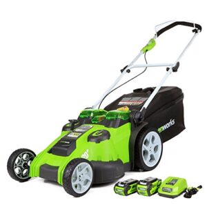 greenworks 40v 20-inch cordless (2-in-1) push lawn mower, 4.0ah + 2.0ah battery and charger included 25302