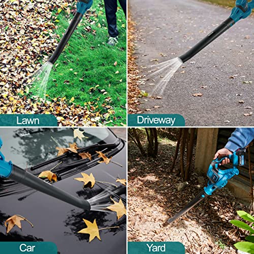 Cordless Leaf Blower - 21V 600W 250CFM 130MPH Electrical Handheld Blower with 2 Batteries & Charger, Battery Powered Leaf Blower Lightweight for Leaf, Snow, Dust Blowing