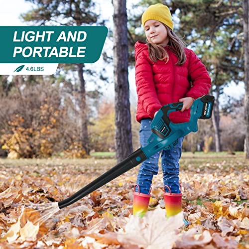 Cordless Leaf Blower - 21V 600W 250CFM 130MPH Electrical Handheld Blower with 2 Batteries & Charger, Battery Powered Leaf Blower Lightweight for Leaf, Snow, Dust Blowing