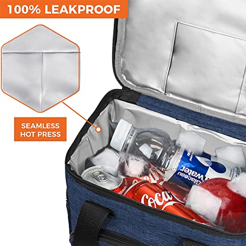 OPUX Insulated Small Cooler Bag for Travel | Soft Collapsible Cooler Bag for Family Camping, Beach | Large Leakproof Lunch Bag Box for Work, Construction Lunch Pail | Fits 16 Cans (Heather Navy)