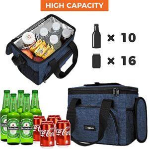 OPUX Insulated Small Cooler Bag for Travel | Soft Collapsible Cooler Bag for Family Camping, Beach | Large Leakproof Lunch Bag Box for Work, Construction Lunch Pail | Fits 16 Cans (Heather Navy)