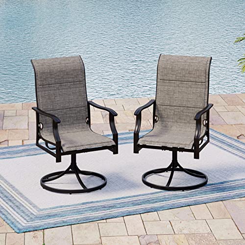 MIXPATIO Outdoor Dining Swivel Chairs Set of 2 High Back Patio Chairs with Textilene Mesh Fabric for Deck Lawn Garden