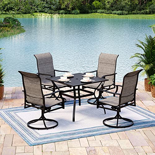 MIXPATIO Outdoor Dining Swivel Chairs Set of 2 High Back Patio Chairs with Textilene Mesh Fabric for Deck Lawn Garden