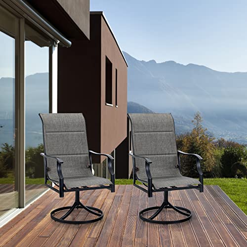 MIXPATIO Outdoor Dining Swivel Chairs Set of 2 High Back Patio Chairs with Textilene Mesh Fabric for Deck Lawn Garden