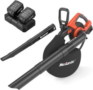 maxlander 3 in 1 cordless leaf blower & vacuum with bag, brushless battery powered leaf vacuum mulcher 40v 170mph 330cfm 5 speeds leaf blowers for lawn care 2 pcs 4.0ah battery & charger included