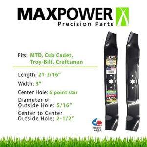 Maxpower 561532B 2-Blade Mulching Set for 42-Inch Cut MTD/Cub Cadet/Troy-Bilt, 742-0616A and Many Others, Replaces OEM #'s 742-04126, 742-0616, 942-0616, Black