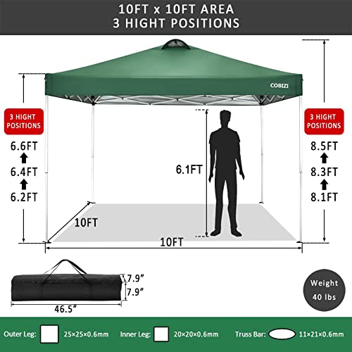 Canopy 10x10 Waterproof Pop up Canopy Tent with 4 Sidewalls Outdoor Event Shelter Tent for Parties Sun Shade Party Commercial Canopy with Air Vent Carry Bag(10x10 with 4 Sides & 4 Sandbags, Green)