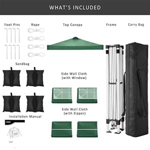 Canopy 10x10 Waterproof Pop up Canopy Tent with 4 Sidewalls Outdoor Event Shelter Tent for Parties Sun Shade Party Commercial Canopy with Air Vent Carry Bag(10x10 with 4 Sides & 4 Sandbags, Green)