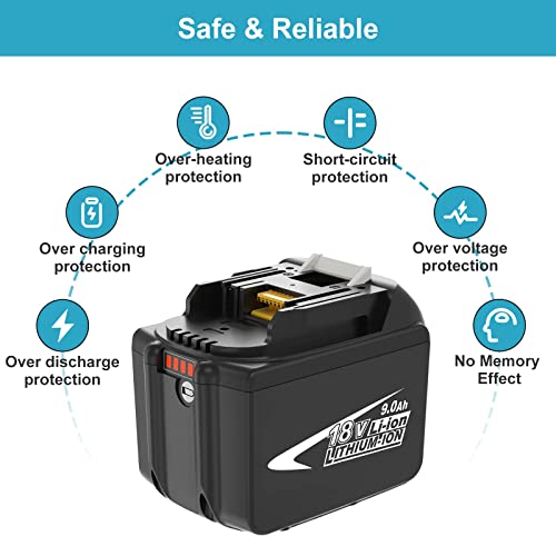 Zuliati Upgraded 9.0Ah BL1890B Replacemet Battery Compatible with Makita 18V Battery BL1890 BL1860 BL1830 BL1840 BL1850 BL1850B Cordless Power Tools