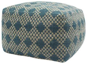 christopher knight home adagio outdoor boho handcrafted large rectangular pouf, beige, teal