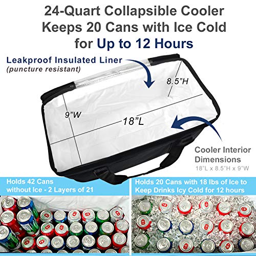 Picnic at Ascot 42 Can Capacity Semi Rigid Collapsible Leakproof Cooler- Designed & Quality Approved in the USA