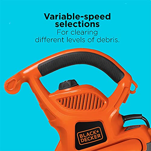 BLACK+DECKER 3-in-1 Electric Leaf Blower, Leaf Vacuum/Mulcher, Corded, 12-Amp (BV6600)