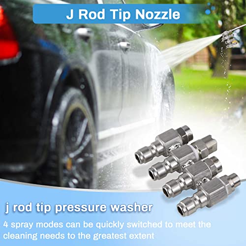 J Rod Tip 4 Way J Rod Pressure Washer Nozzle for 4 GPM Pressure Washer and Soft Wash Tip, with 4 Way Jrod Tip Holder, 1/4" Jrod Tip Quick Connect