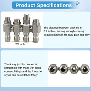 J Rod Tip 4 Way J Rod Pressure Washer Nozzle for 4 GPM Pressure Washer and Soft Wash Tip, with 4 Way Jrod Tip Holder, 1/4" Jrod Tip Quick Connect