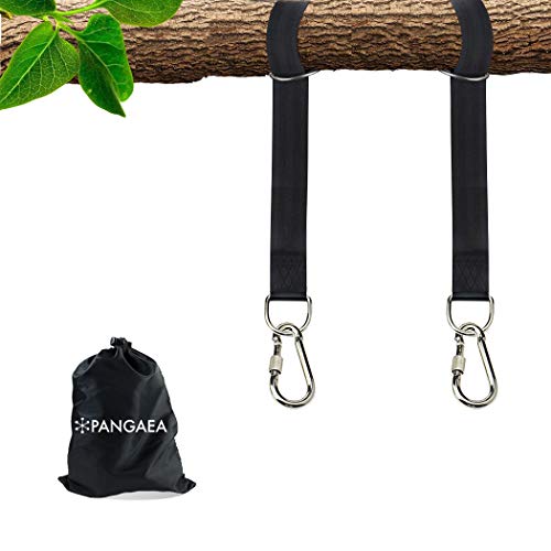 PANGAEA Tree Swing Hanging Straps Kit, 5FT/10FT/20FT/30FT, Heavy Duty Holds 2200LBS Extra Long, with Safer Lock Snap Carabiners & Carry Pouch Bag (5 FT)