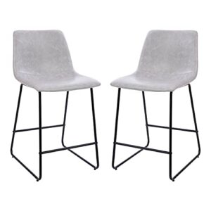 Flash Furniture Leather Stools, 24 inch, Light Gray