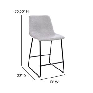 Flash Furniture Leather Stools, 24 inch, Light Gray