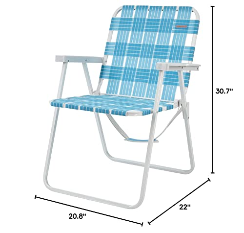 #WEJOY Lightweight Folding Webbed Beach Chairs for Adults Lawn Chair Webbing High Beach Chair Backpacking Portable Outdoor Chairs with Shoulder Strap for Camping, Patio Garden Concert Sand, Blue/Grey