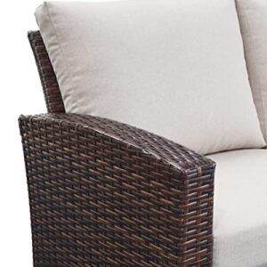 Signature Design by Ashley East Brook Outdoor Wicker Loveseat with Table Set, Brown