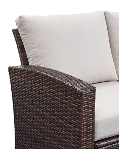 Signature Design by Ashley East Brook Outdoor Wicker Loveseat with Table Set, Brown