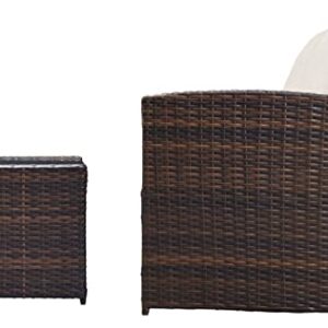 Signature Design by Ashley East Brook Outdoor Wicker Loveseat with Table Set, Brown