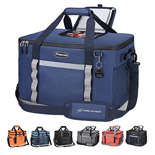 Maelstrom Collapsible Soft Sided Cooler - 75 Cans Extra Large Lunch Cooler Bag Insulated Leakproof Camping Cooler, Portable for Grocery Shopping, Camping, Tailgating and Road Trips，Blue