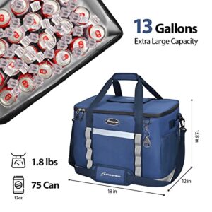 Maelstrom Collapsible Soft Sided Cooler - 75 Cans Extra Large Lunch Cooler Bag Insulated Leakproof Camping Cooler, Portable for Grocery Shopping, Camping, Tailgating and Road Trips，Blue