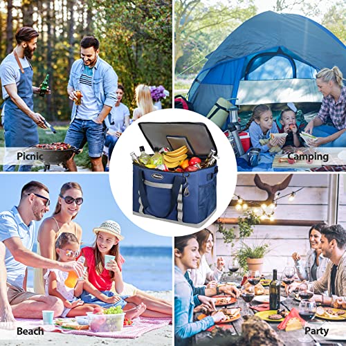 Maelstrom Collapsible Soft Sided Cooler - 75 Cans Extra Large Lunch Cooler Bag Insulated Leakproof Camping Cooler, Portable for Grocery Shopping, Camping, Tailgating and Road Trips，Blue