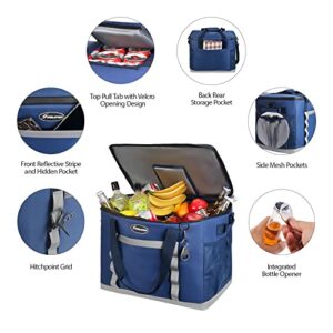 Maelstrom Collapsible Soft Sided Cooler - 75 Cans Extra Large Lunch Cooler Bag Insulated Leakproof Camping Cooler, Portable for Grocery Shopping, Camping, Tailgating and Road Trips，Blue