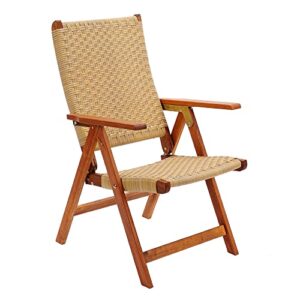 achla designs 125-8002 folding dining arms, polyweave chair, oiled finish