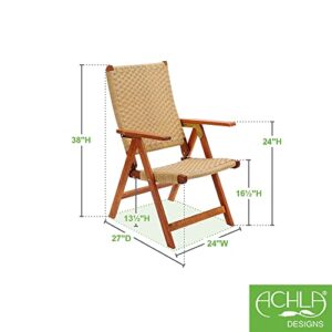 Achla Designs 125-8002 Folding Dining Arms, Polyweave Chair, Oiled Finish