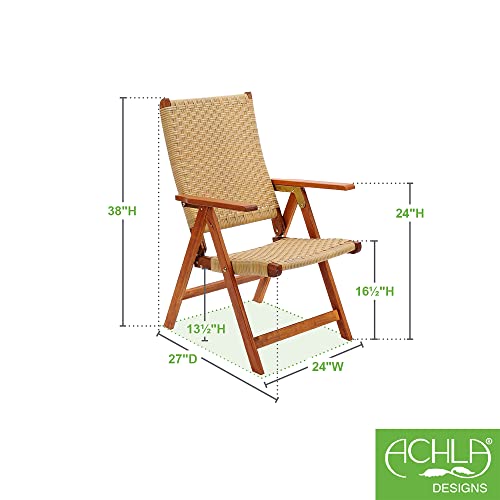 Achla Designs 125-8002 Folding Dining Arms, Polyweave Chair, Oiled Finish